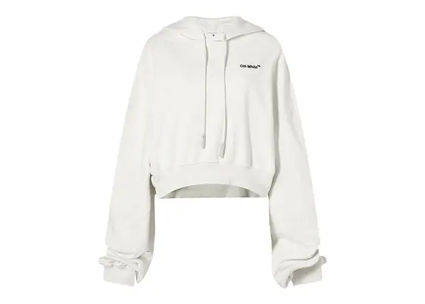 Off-White Helvetica Logo Crop Over Hoodie - Beige/black