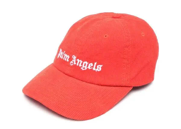 Palm Angels Corduroy Cap With Embroidered Logo - Red White
