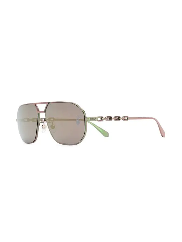Off-White Wright Aviator Sunglasses - Scarabeo Green/gold (omri007f20met0015500)