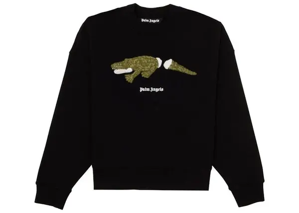 Palm Angels Crocodile Crewneck Sweatshirt - Black