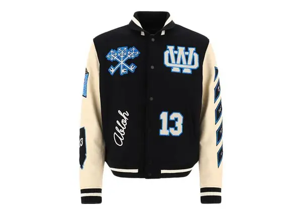 Off-White Witch Logo Patch Varsity Jacket - Black/peacock