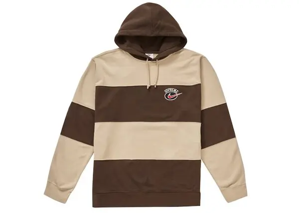 Supreme Striped Hooded Sweatshirt - Tan