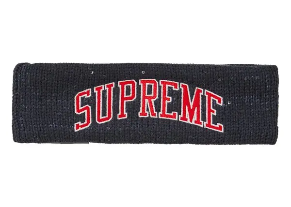 Supreme Sequin Arc Logo Headband - Navy Blue