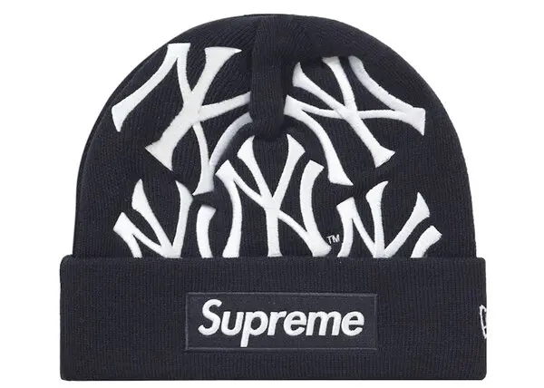 Supreme New York Yankees New Era Box Logo Beanie - Navy Blue