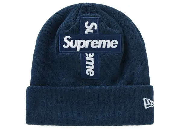 Supreme New Era Cross Box Logo Beanie - Navy Blue