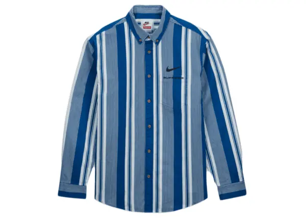 Supreme Nike Cotton Twill Shirt - Blue Stripe