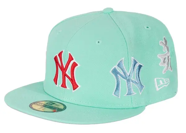 Supreme New York Yankees Kanji Fitted Cap - Light Aqua
