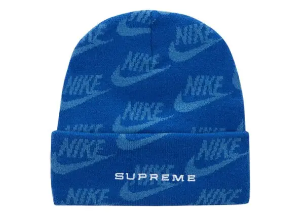 Supreme Jacquard Logos Beanie - Blue