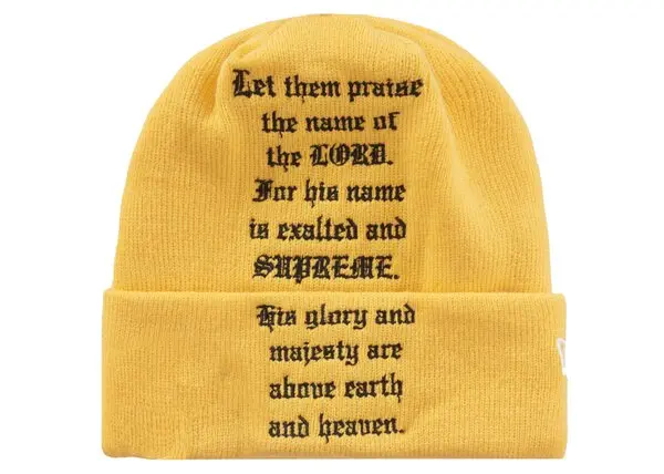 Supreme New Era Psalm Beanie - Yellow