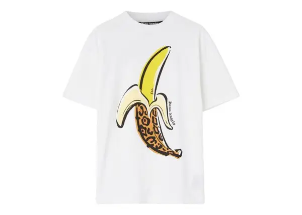 Palm Angels Leopard Banana Classic T-shirt - White/yellow