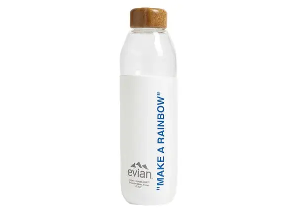 EVIAN BY VIRGIL ABLOH X Soma Make A Rainbow Refillable Glass Water Bottle - White/dark Blue