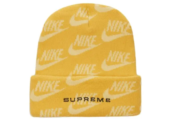Supreme Nike Jacquard Logos Beanie - Pale Yellow