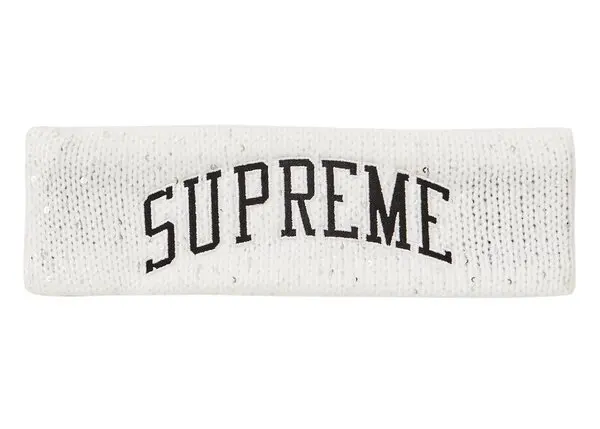 Supreme New Era Sequin Arc Logo Headband - White