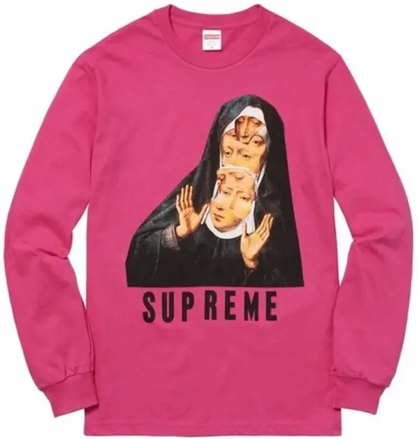 Supreme Nun Long Sleeve Tee Shirt - Dark Pink