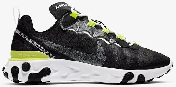 Nike React Element 55 Sneakers - Black/lemon Venom/white