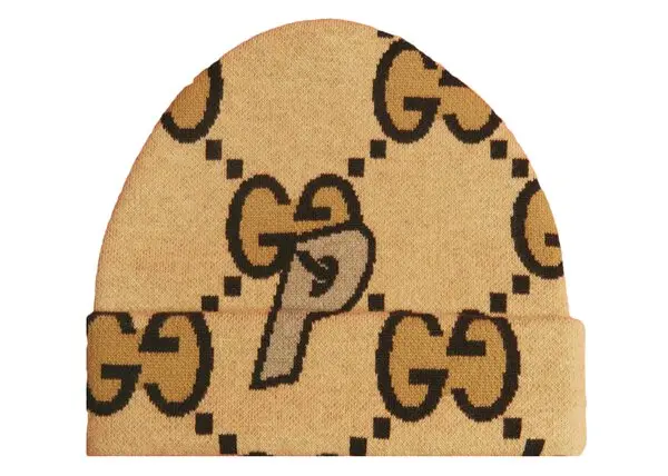 PALACE X Gucci Wool Large Ggp Beanie - Beige/ebony