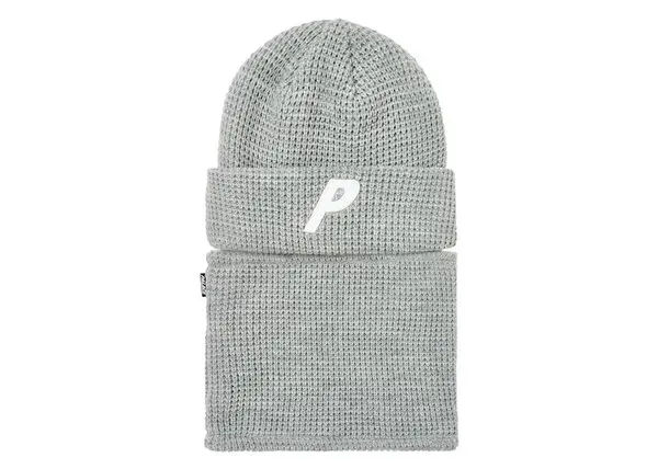 PALACE Zip Off Facewarmer P Beanie - Grey Marl