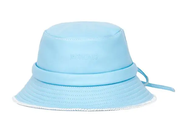 Jacquemus Le Bob Mentalo Bucket Hat With Leather Bow Detail - Blue