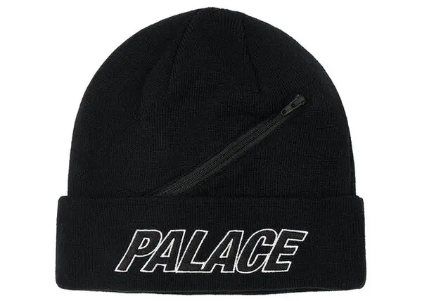 PALACE Zip Pocket Beanie - Black