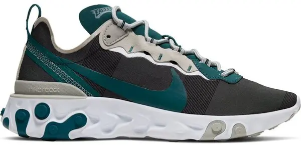 Nike React Element 55 Philadelphia Eagles Sneakers - Black/white/medium Silver