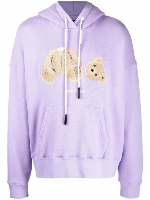 Palm Angels Bear Motif Hoodie - Lilac