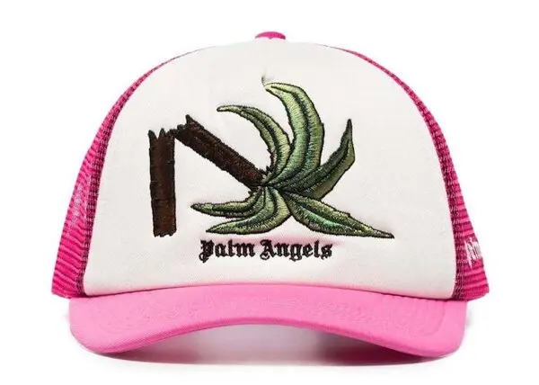 Palm Angels Broken Palm Tree Trucker Hat - Pink/white/green
