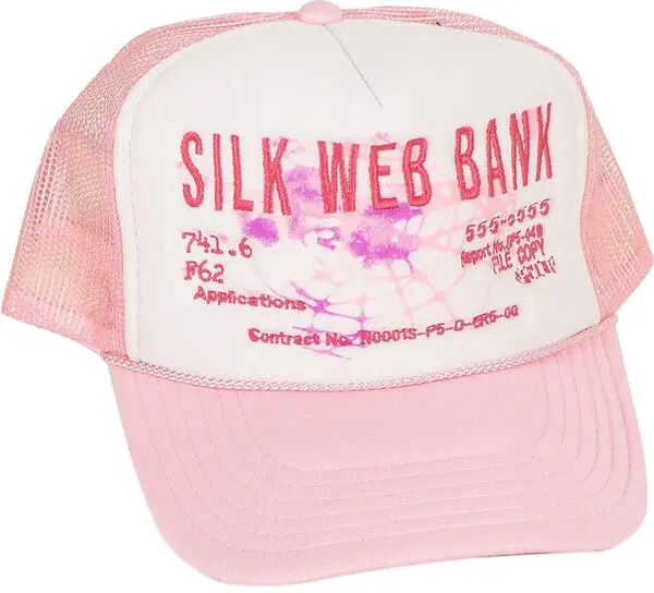 SP5DER Silk Web Bank Trucker Hat - Pink