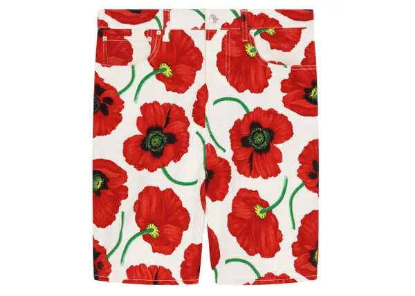 Kenzo Poppy Nigo Five-pocket Shorts - White Red