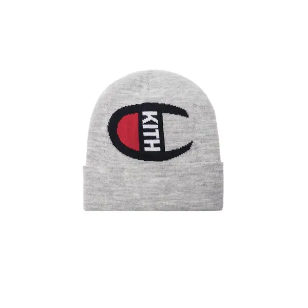 Kith Champion Intarsia Logo Beanie - Heather Grey