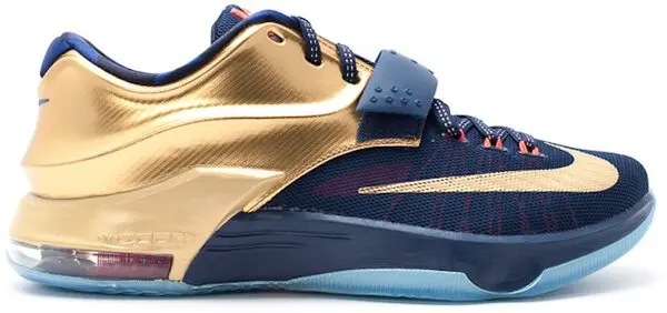 Nike Kd 7 Gold Medal Sneakers - Midnight Navy Blue/metallic Gold/bright Crimson