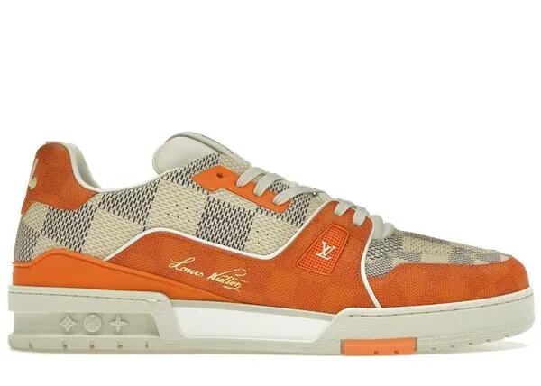 LOUIS VUITTON Trainer Damierin Sneakers - White/orange