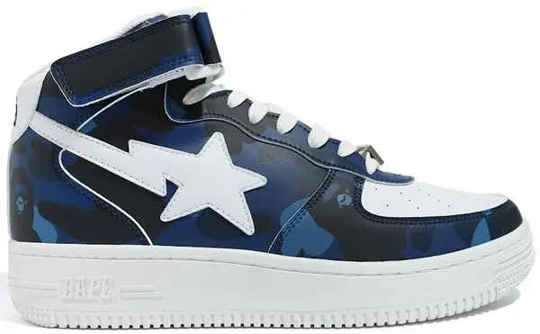 BAPE Sta Mid Camoin Sneakers - Navy Blue/white