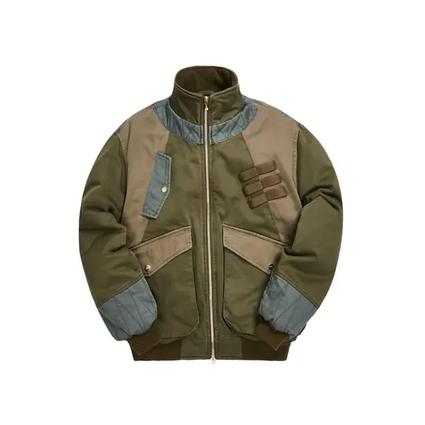 Kith Colorblocked Satee Bomber - Olive