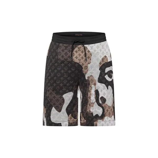 LOUIS VUITTON Monogram Jacquard Cotton Jersey Shorts - Dark Grey