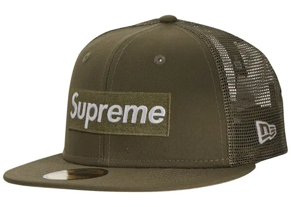Supreme Box Logo Mesh Back New Era Cap - Olive