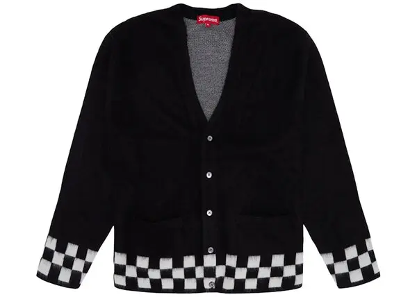 Supreme Brushed Checkerboard Cardigan - Black