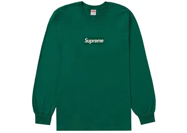 Supreme Box Logo Long Sleeve Tee Shirt - Light Pine