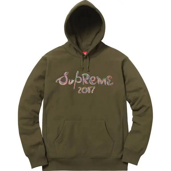 Supreme Brush Logo Hoodie - Dark Olive
