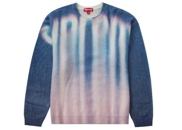 Supreme Blurred Logo Brushed Wool Sweater - Blue