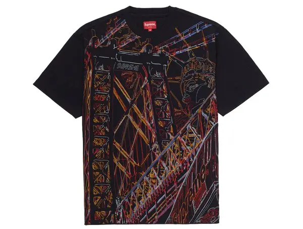 Supreme Bridge Embroidered Short Sleeve Tee Shirt - Black