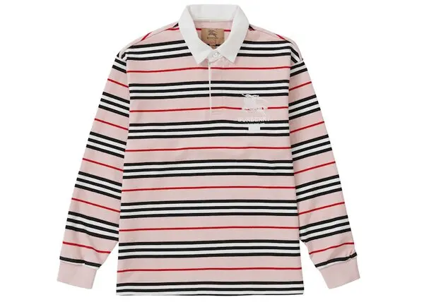 Supreme Burberry Rugby Shirt - Pink