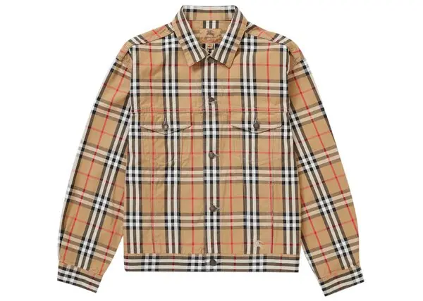 Supreme Burberry Denim Trucker Jacket - Beige