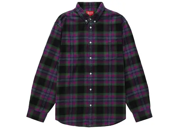 Supreme Brushed Plaid Flannel Shirt - Black