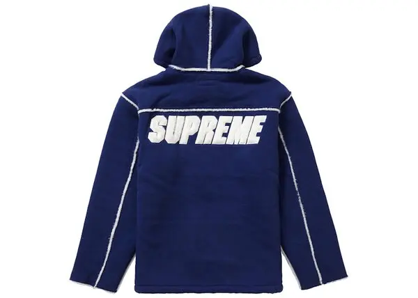 Supreme Faux Shearling Hooded Jacket - Bright Navy Blue