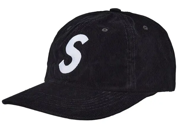 Supreme Fine Wale Corduroy S Logo 6-panel Cap - Black