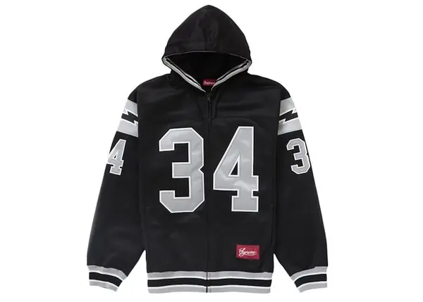 Supreme Football Zip Up Hooded Sweatshirt - Black