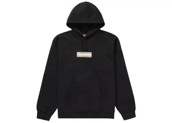 Supreme Burberry Box Logo Hooded Sweatshirt - Black