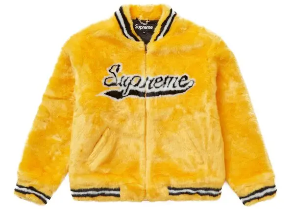 Supreme Faux Fur Varsity Jacket - Yellow