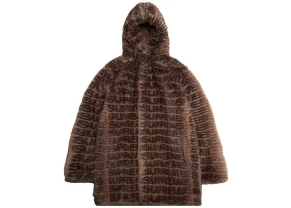 Supreme Faux Fur Hooded Coat - Brown