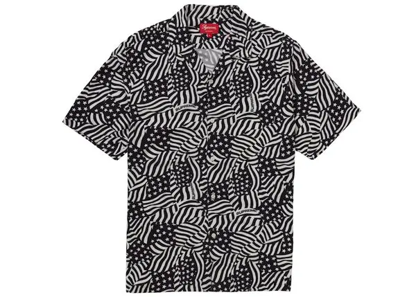 Supreme Flags Rayon Short Sleeve Shirt - Black Flags